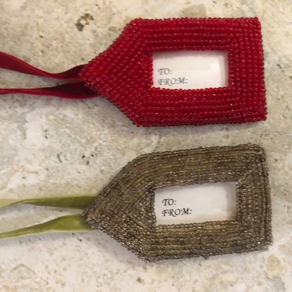 Pottery Barn | Holiday | Pottery Barn Red Beaded Clear Grape Gift Tag ...